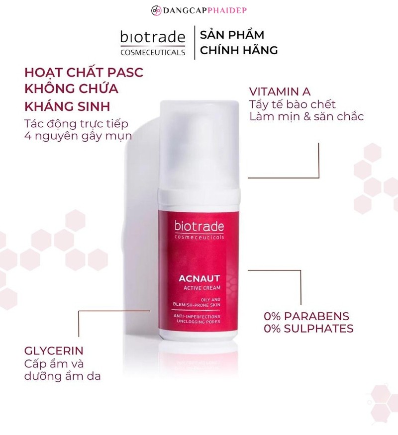 Kem giảm mụn mờ thâm Biotrade Acnaut Active Cream